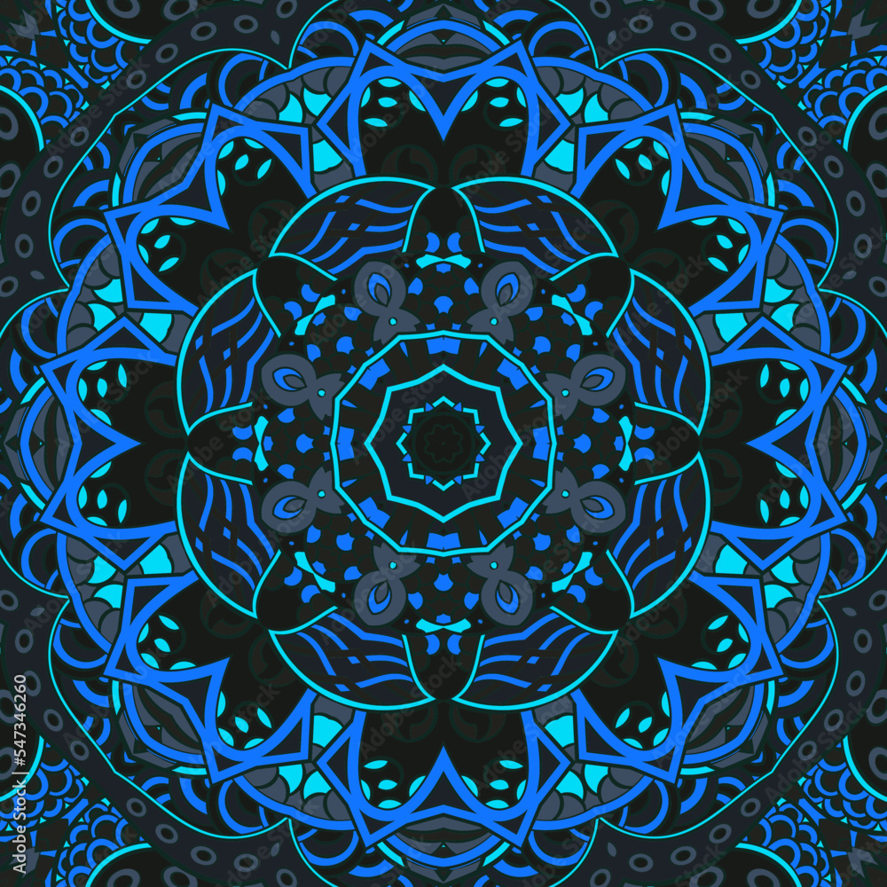 Seamless tile texture. Tracery mehndi design image. Dark toxic colors ...