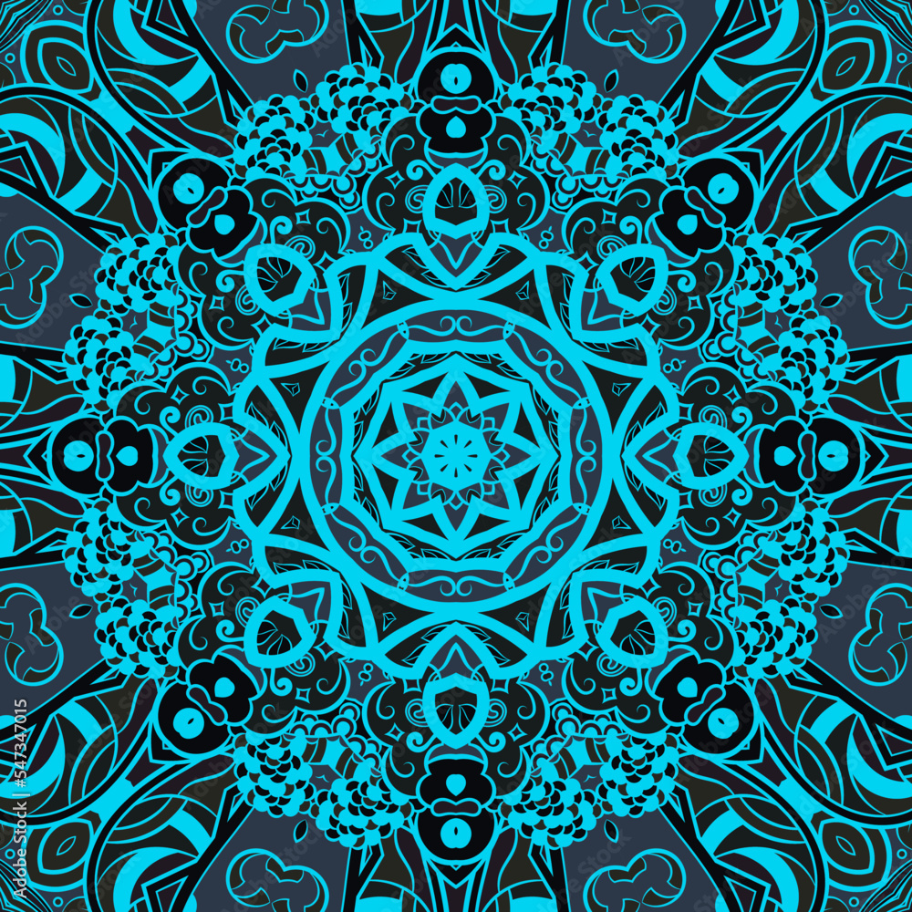 Seamless tile texture. Tracery mehndi design image. Dark toxic colors ...