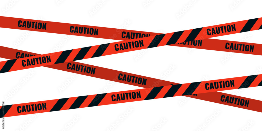 Caution tape. Caution red warning lines isolated on white. Vector ... Caution tape. Caution red warning lines isolated on white. Vector ...