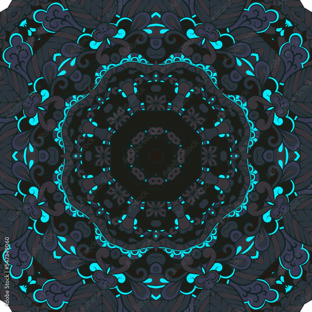 Seamless tile texture. Tracery mehndi design image. Dark toxic colors ...