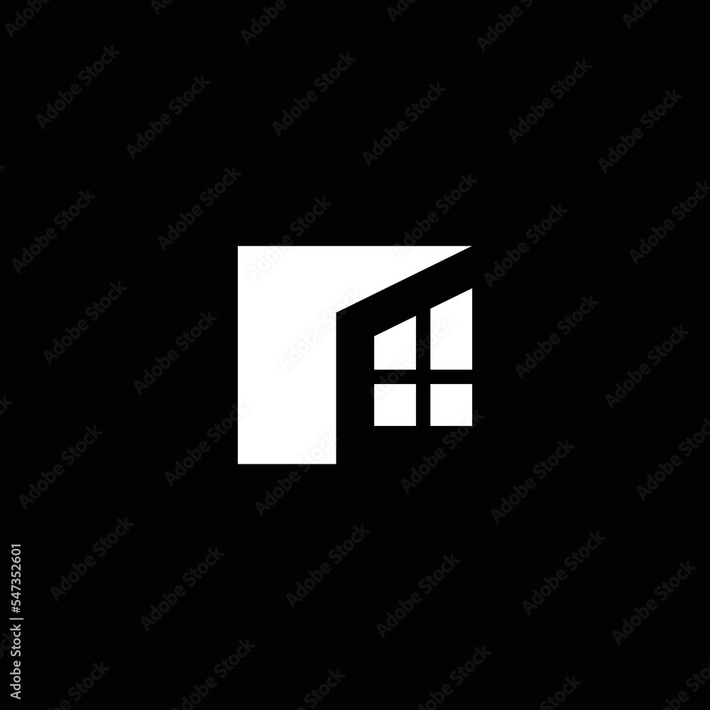 Simple House Logo Design Concept Vector in Black and White. Building ...