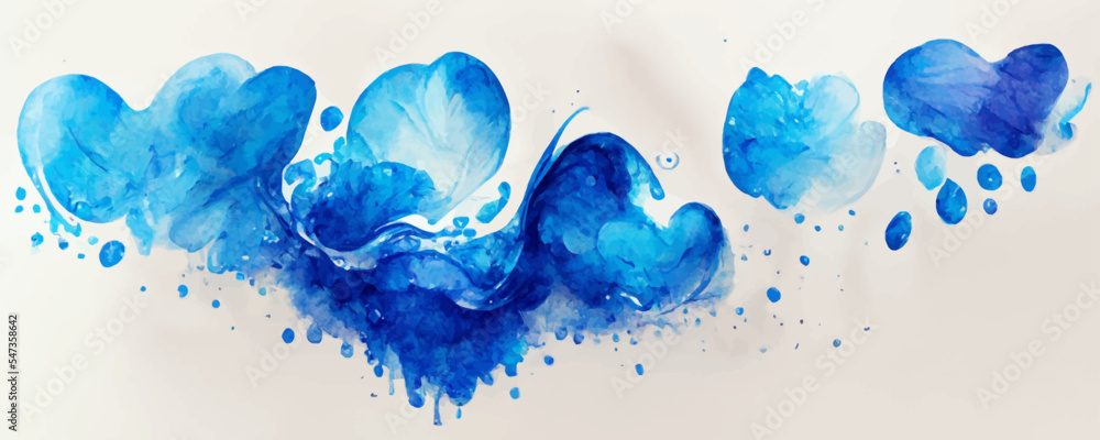 Artistic blue watercolor splash effect template Stock Vector | Adobe Stock