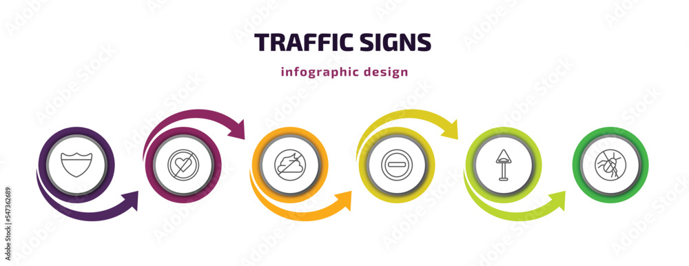traffic signs infographic template with icons and 6 step or option ...