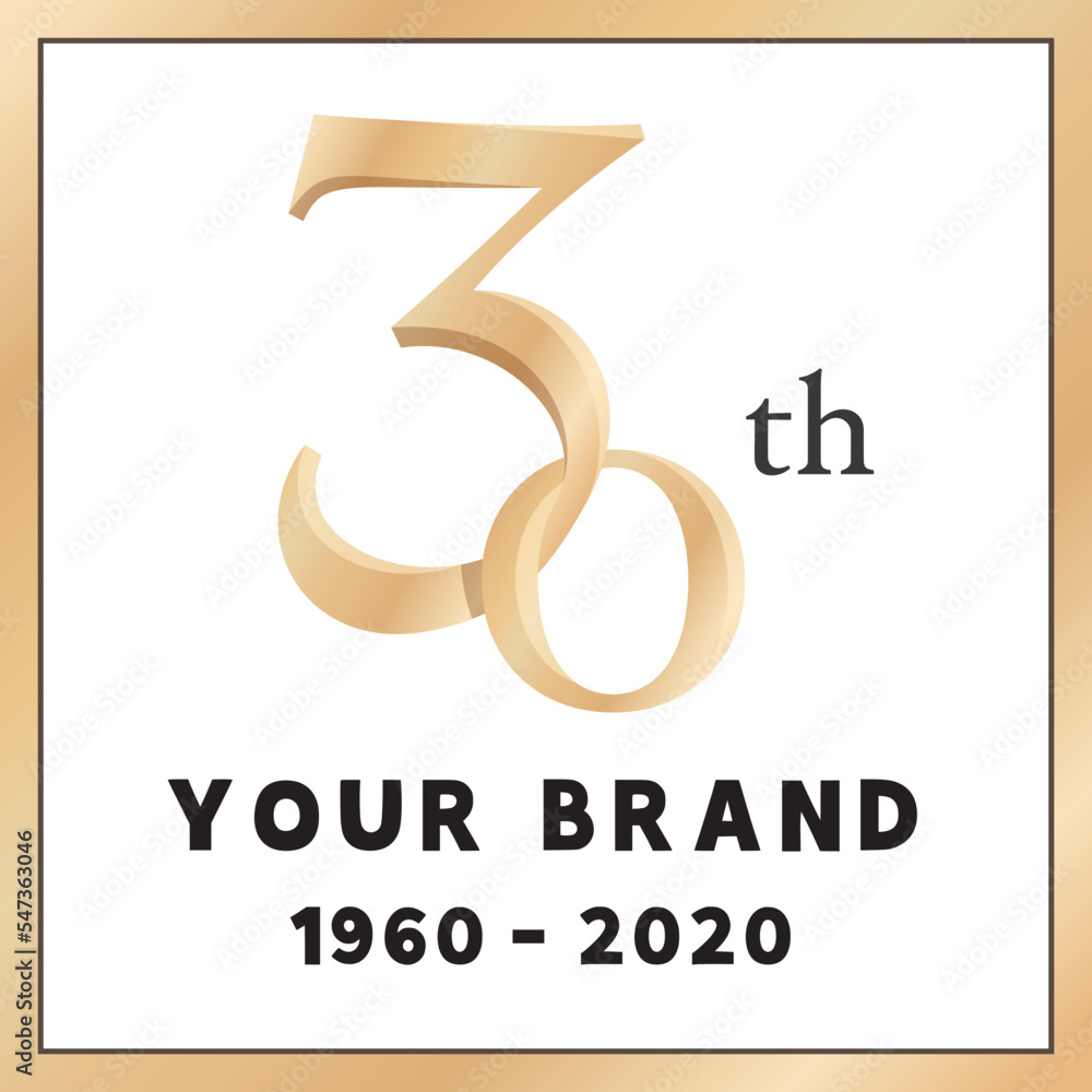 Gold 30th calligraphic font anniversary or birthday logo banner vector ...
