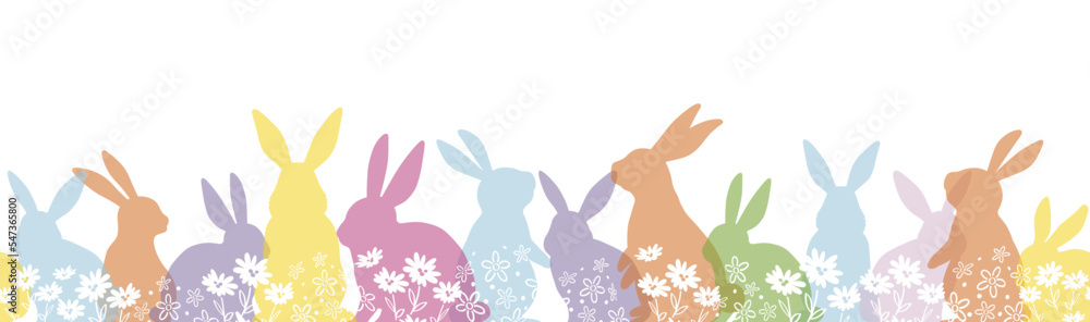 Happy Easter Vector Seamless Background With Colorful Easter Bunny ...
