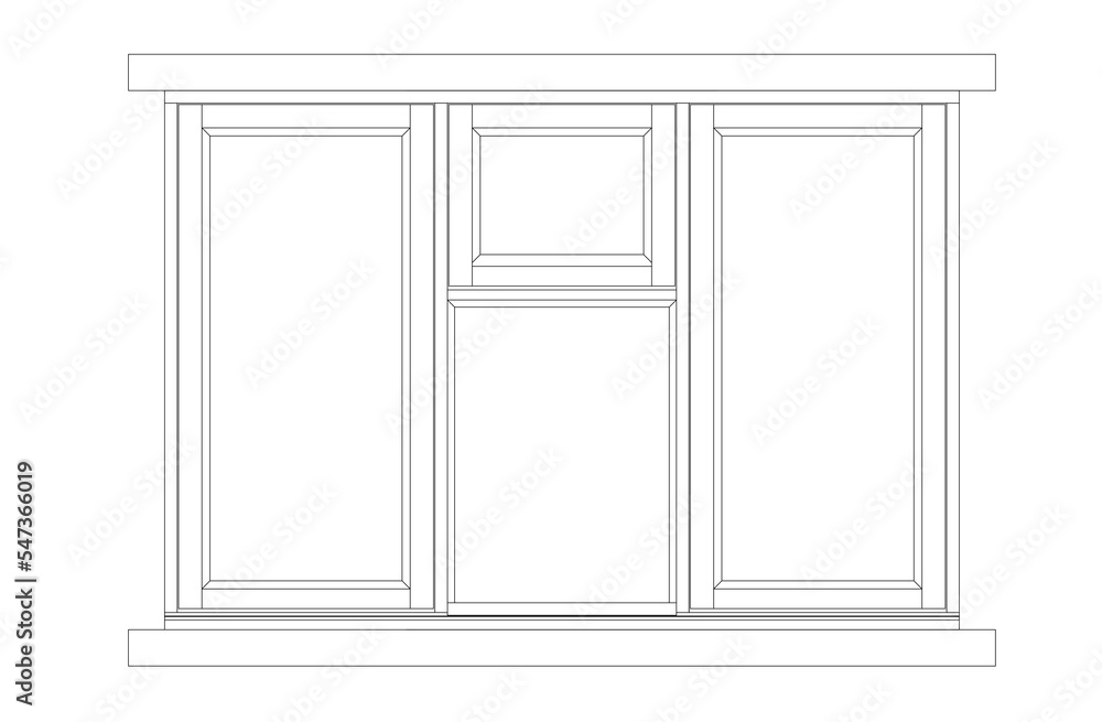 Architectural image elevation of 2D modern house windows. Image ...