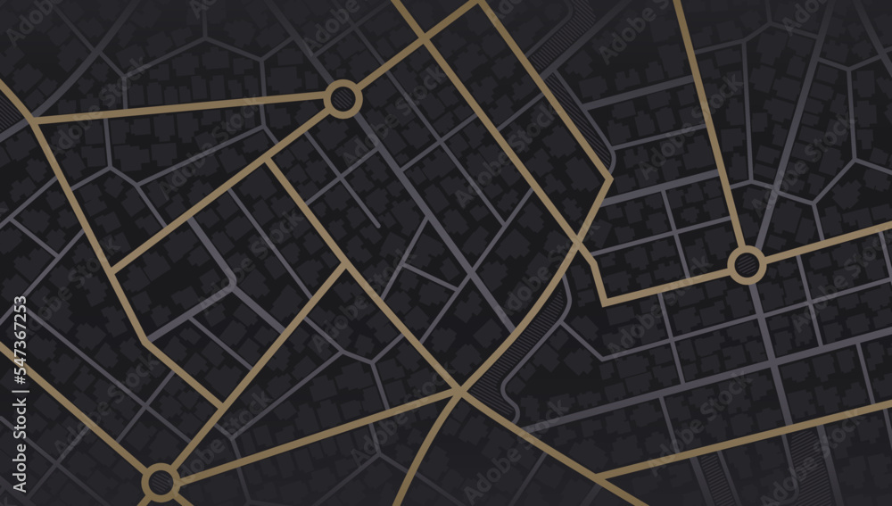 Gps map navigation to own house. View from above the map buildings ...