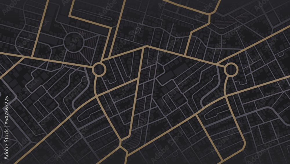Gps map navigation to own house. View from above the map buildings ...