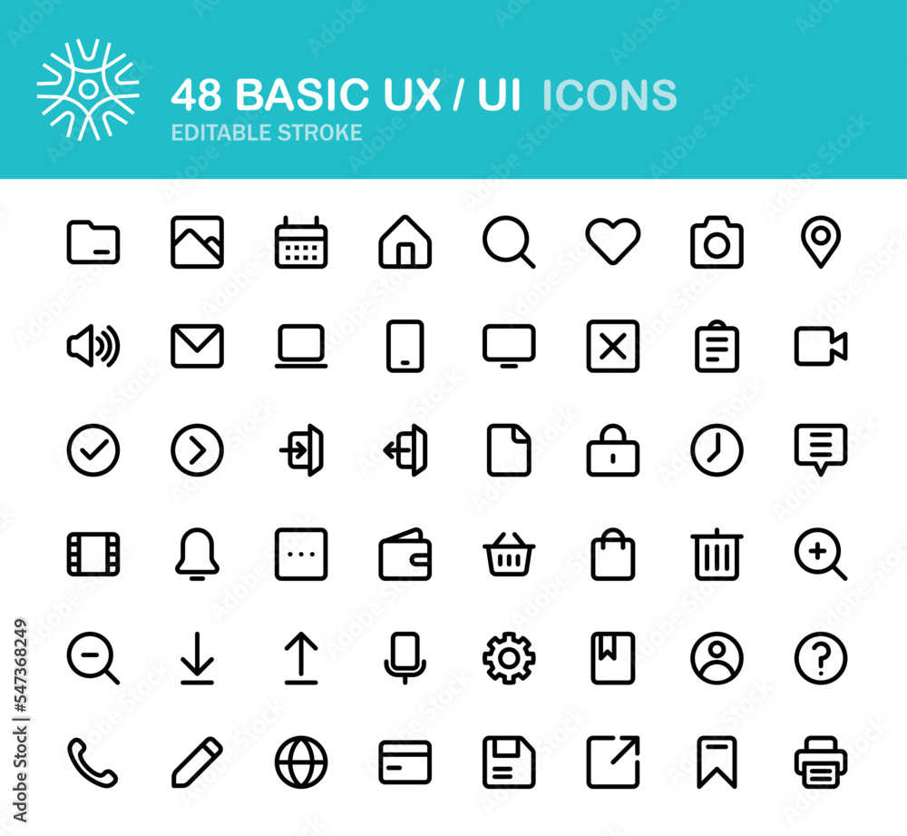 Vetor de Icon Pack for UX UI designers. Basic Ux/Ui Icons, editable ... Vetor de Icon Pack for UX UI designers. Basic Ux/Ui Icons, editable ...