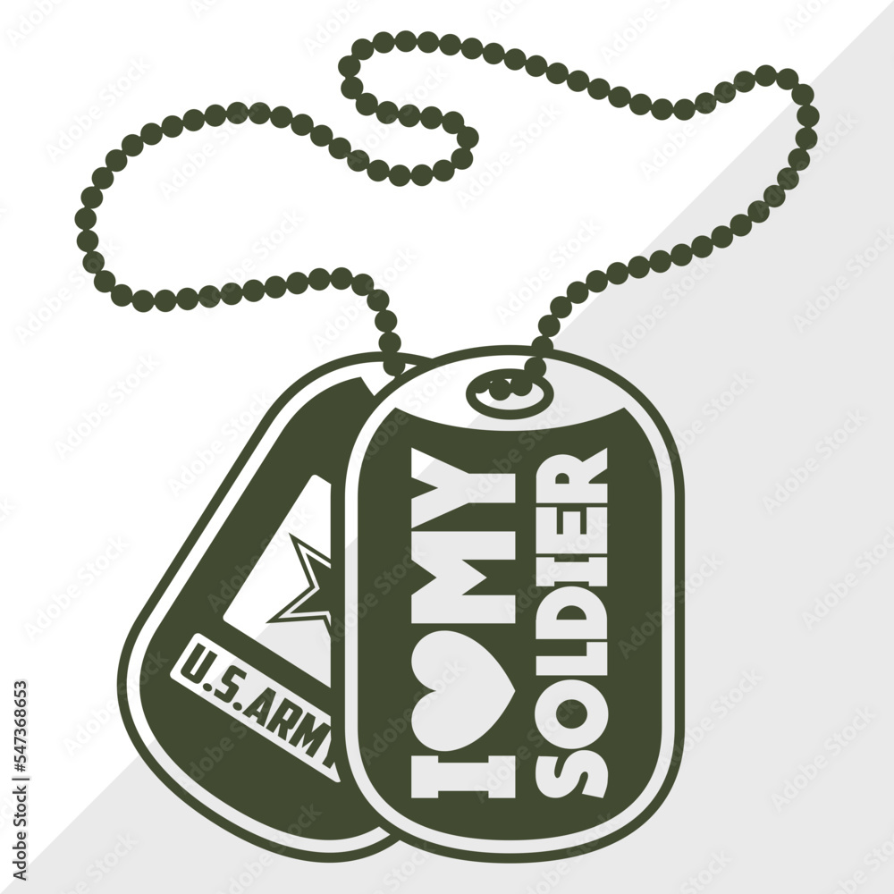 I Love My Soldier SVG Cut File, US Army Dog Tag Svg, Dog Tag Svg ...