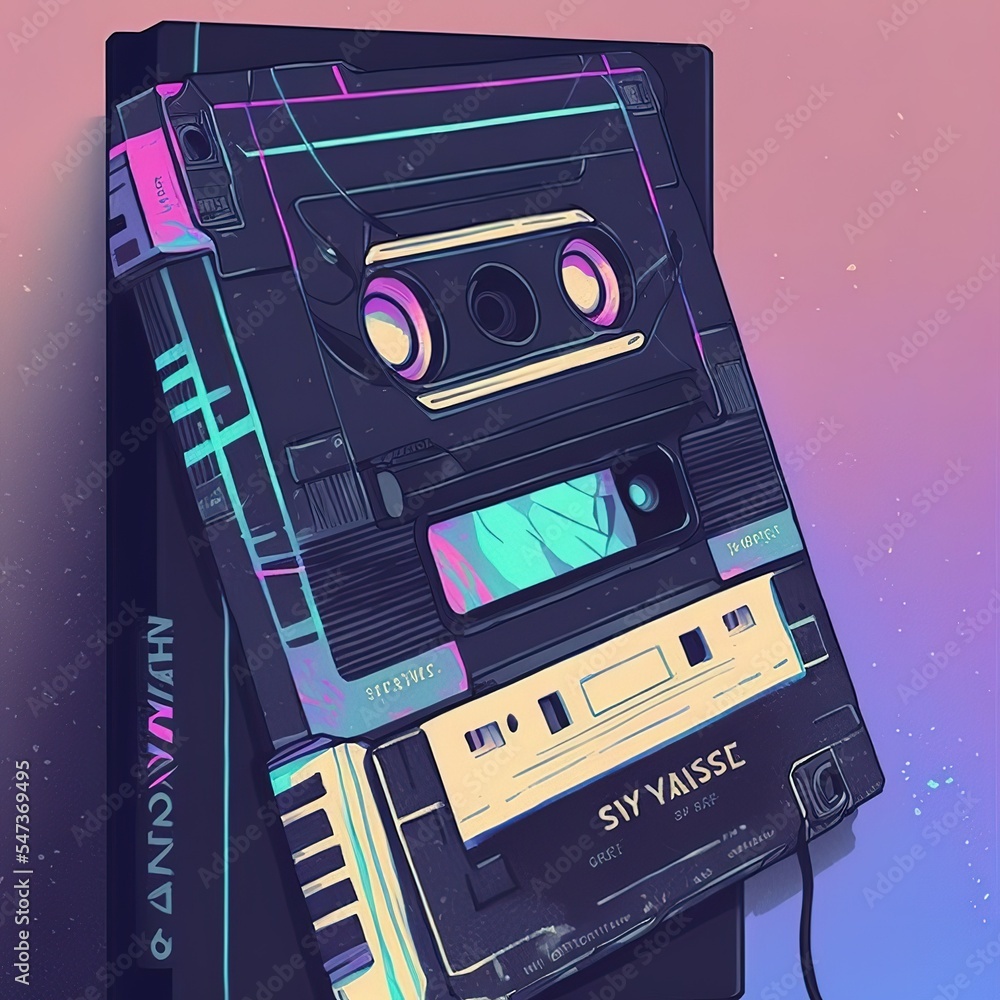 Synthwave VHS cassette illustration in 80s style Stock Illustration ...