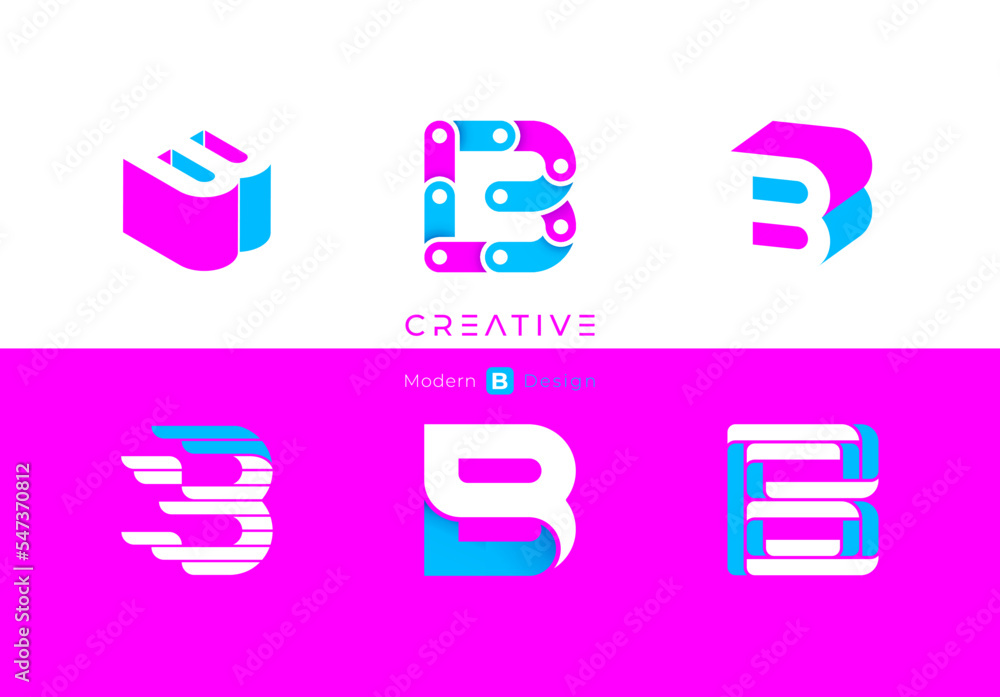 Letter B, modern alphabet, fonts, characters design, vector ...