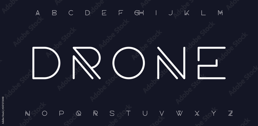Double line monogram alphabet and tech fonts. Future logo typo. Minimal ...