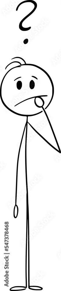 Unsure Person Thinking About Problem, Vector Cartoon Stick Figure ...