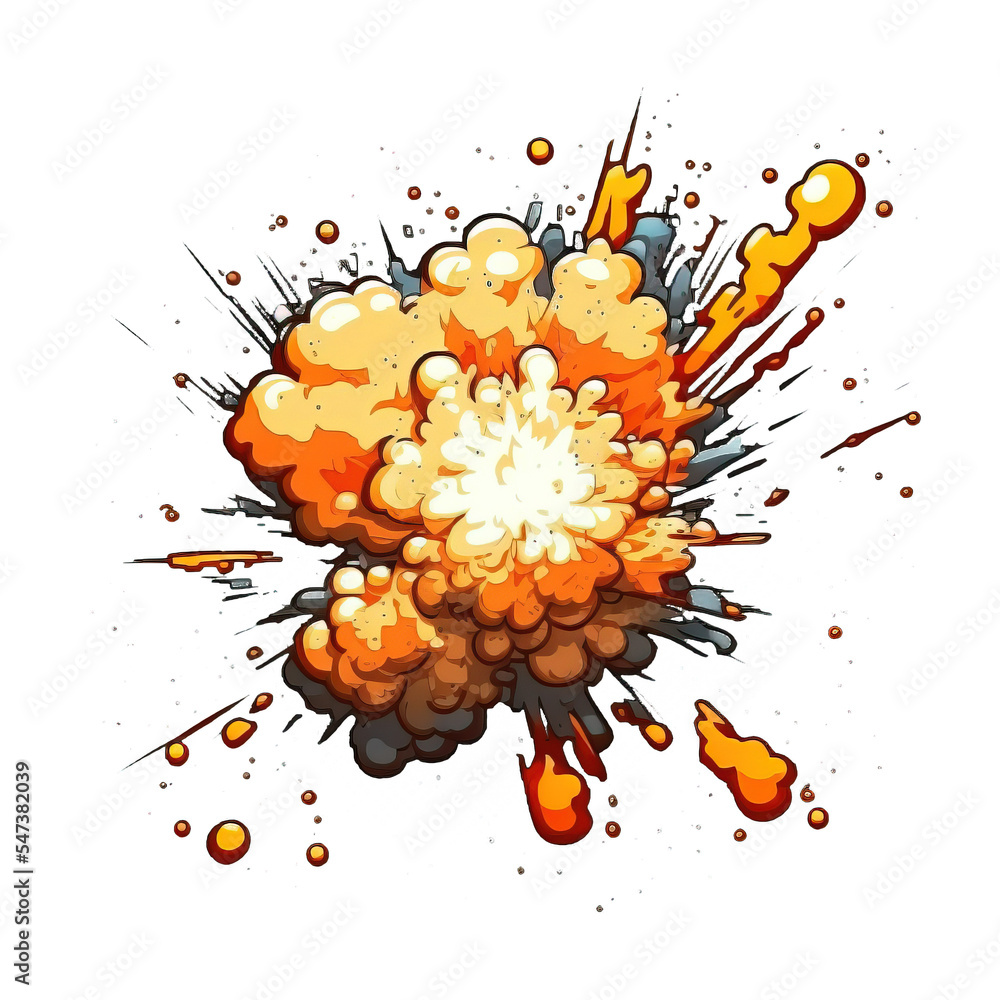 Cartoon boom explosion illustration design art on transparent ...