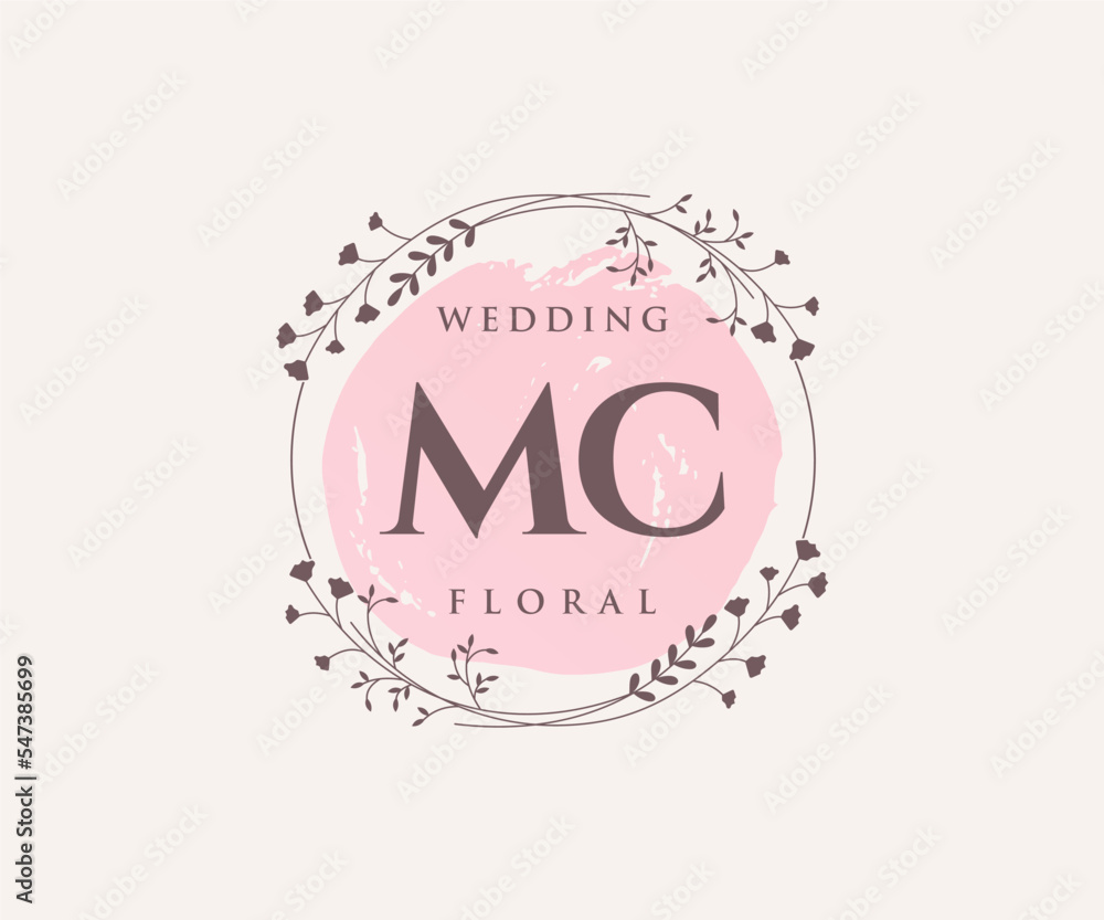 MC Initials letter Wedding monogram logos template, hand drawn modern ...