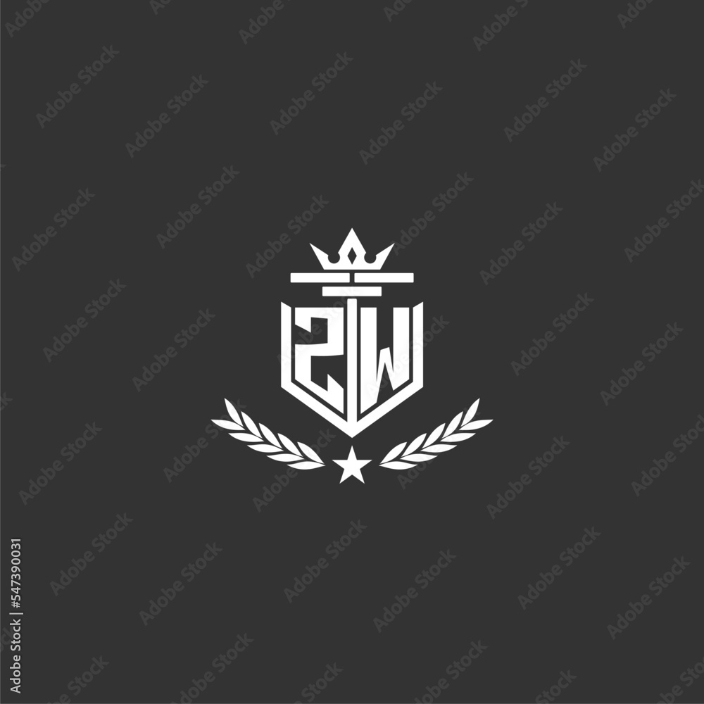 ZW initial monogram brand logo design for crown vector image Stock ...