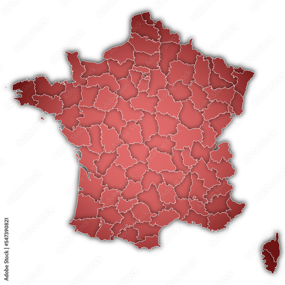 The detailed map of the France with regions or states Stock ...