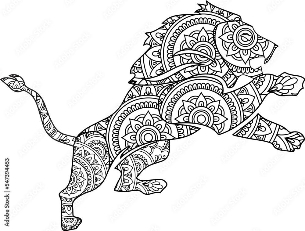 Lion Manda Coloring Page for kids Stock Vector | Adobe Stock