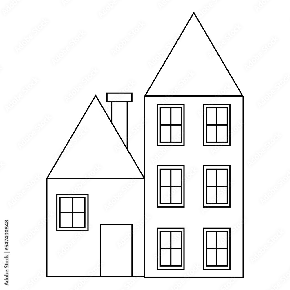 Multi-storey house coloring page. The property of the house is white ...