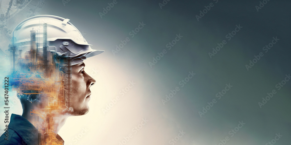 Future factory plant and energy industry devotion concept in creative ...