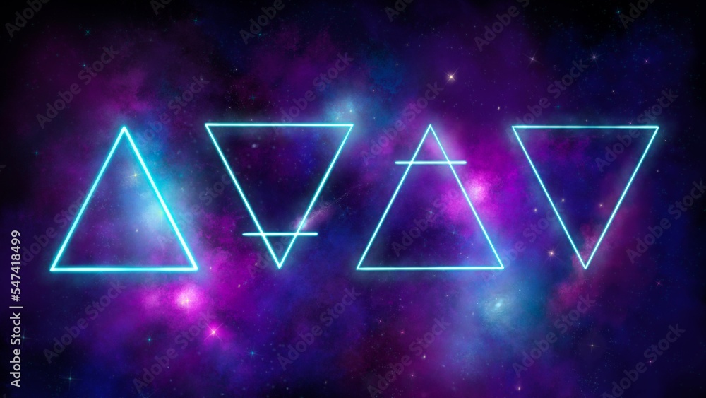 Neon Alchemy symbols floating in space. 8k wallpaper for tv or PC ...
