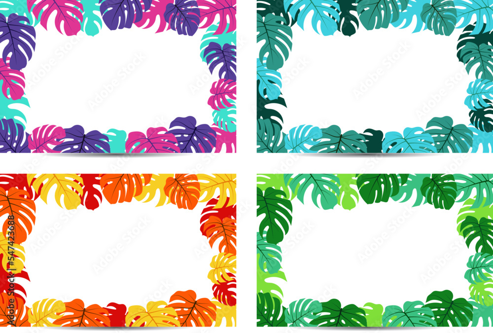 Jungle tropical frame border illustration Stock Vector | Adobe Stock