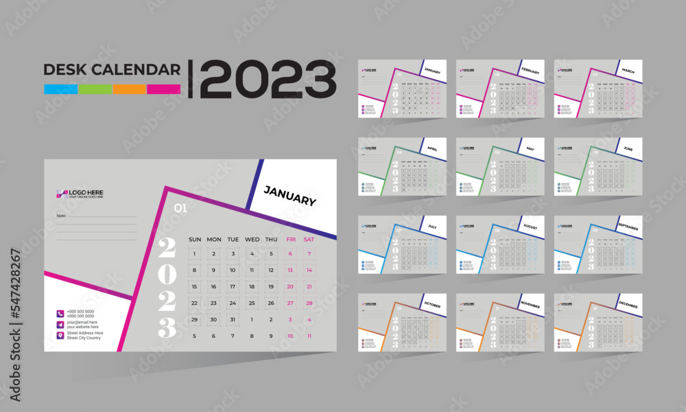 2023 desktop vector calendar design Stock Vector | Adobe Stock