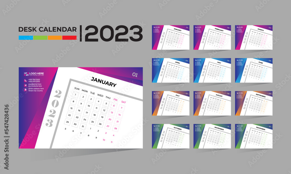 2023 desktop vector calendar design Stock Vector | Adobe Stock