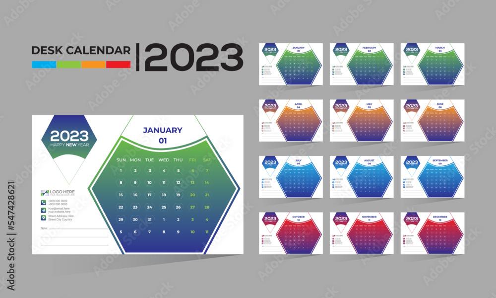 2023 desktop vector calendar design Stock Vector | Adobe Stock