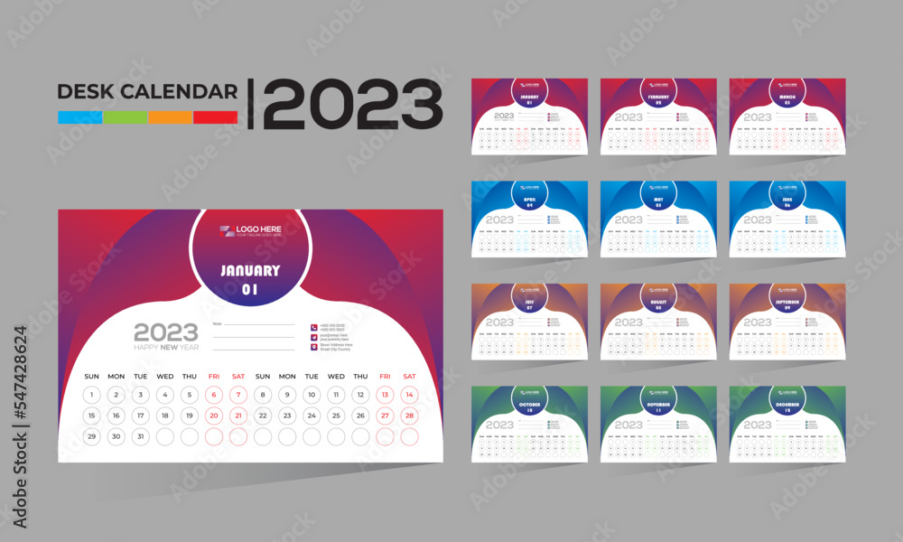 2023 desktop vector calendar design Stock Vector | Adobe Stock