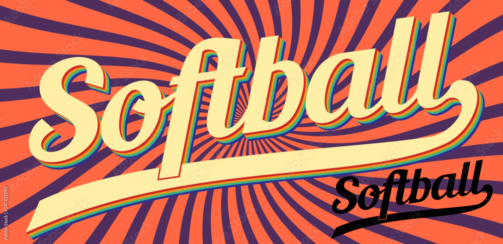 softball retro font.softball vintage font. softball retro word. Stock ...