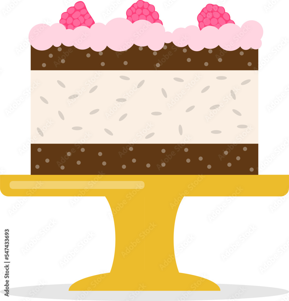 Birthday cake, white birthday cake. Vector, cartoon illustration. Stock ...
