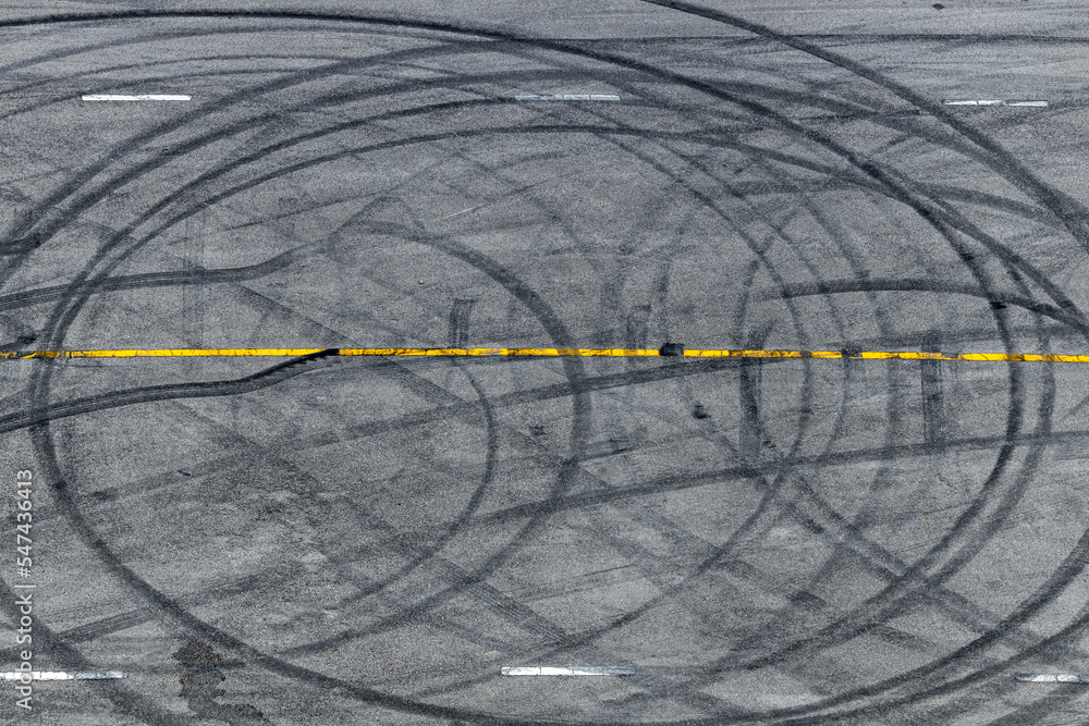 Top view tire tracks texture and background, Asphalt texture with line ...