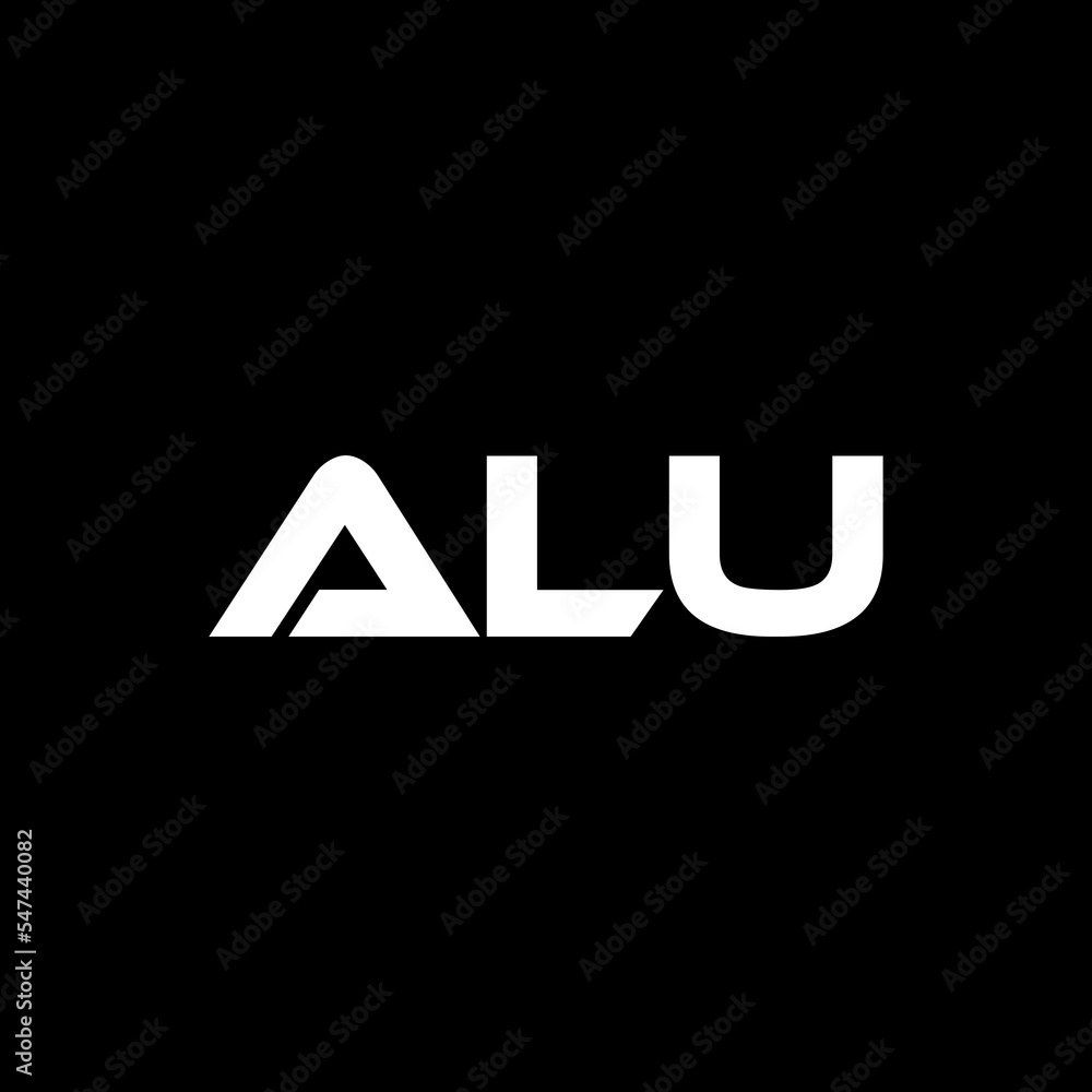 ALU letter logo design with black background in illustrator, vector ...