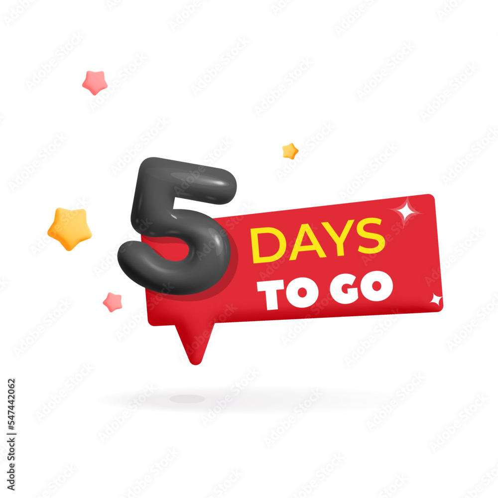 Vetor de 3d vector cartoon plastic render red countdown label tag badge ...