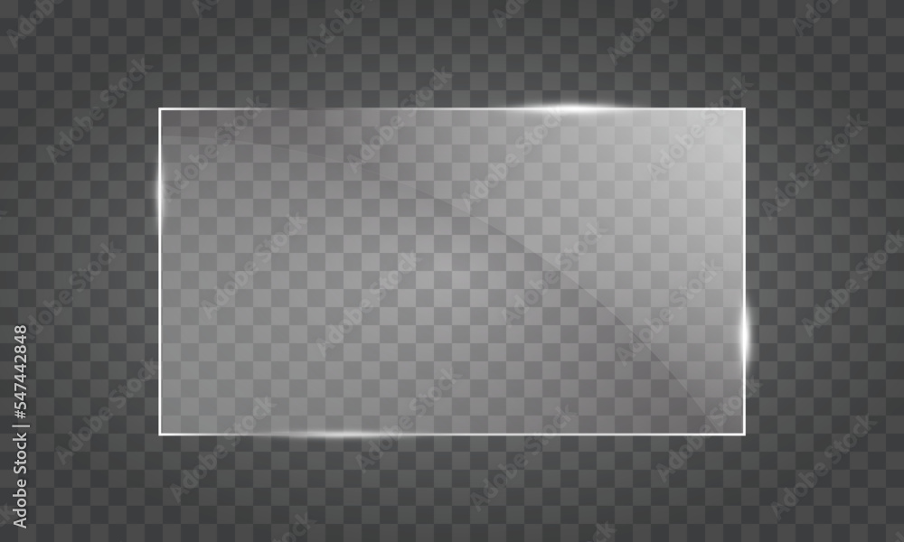 Vector glass rectangle on a transparent background. Transparent mirror ...