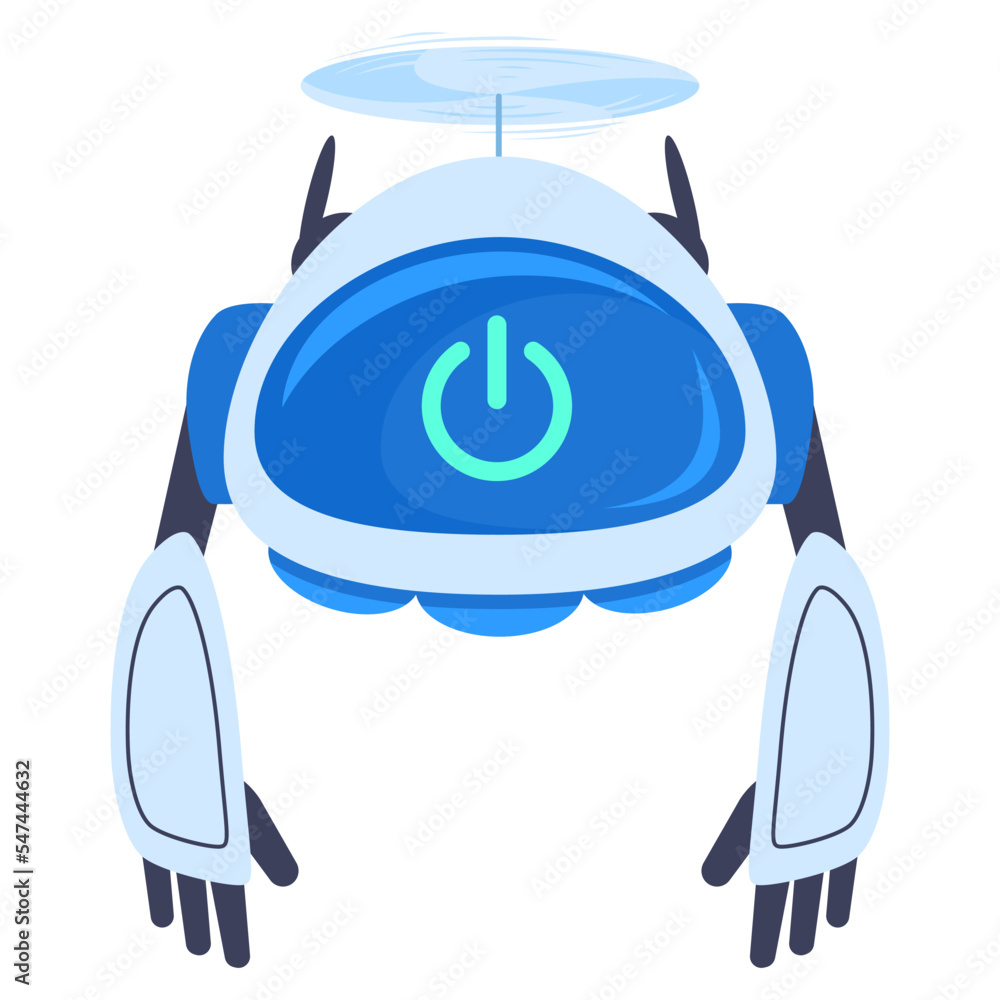 Cartoon aerial drone, cute robot quadcopter mascot. Modern flying drone ...