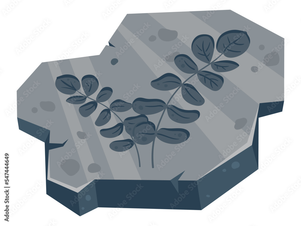 Cartoon archeology fossil, ancient flora fossil. Palaeontology plants ...