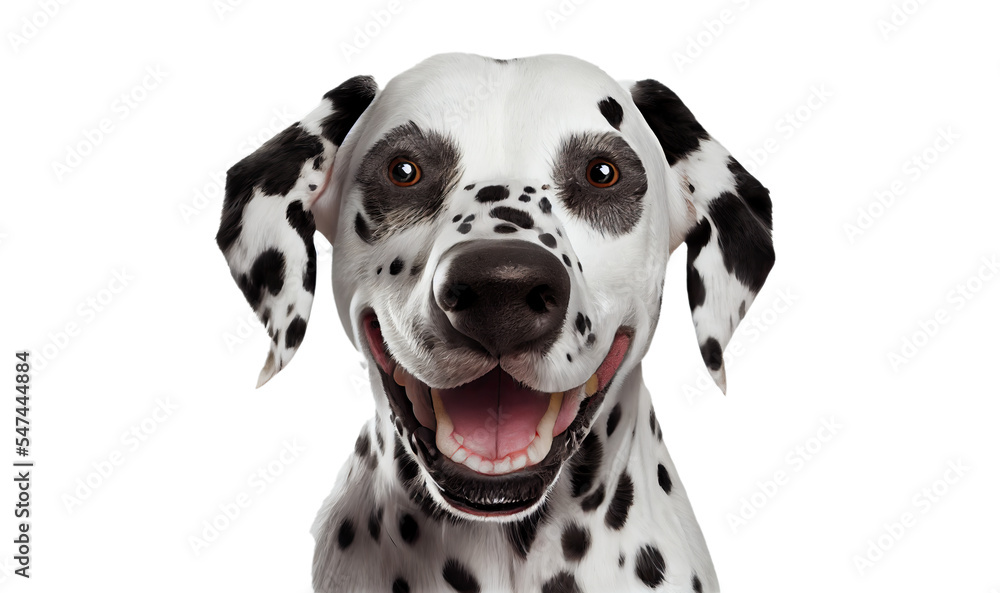 Happy puppy dog smiling on isolated on transparent background. Portrait ...