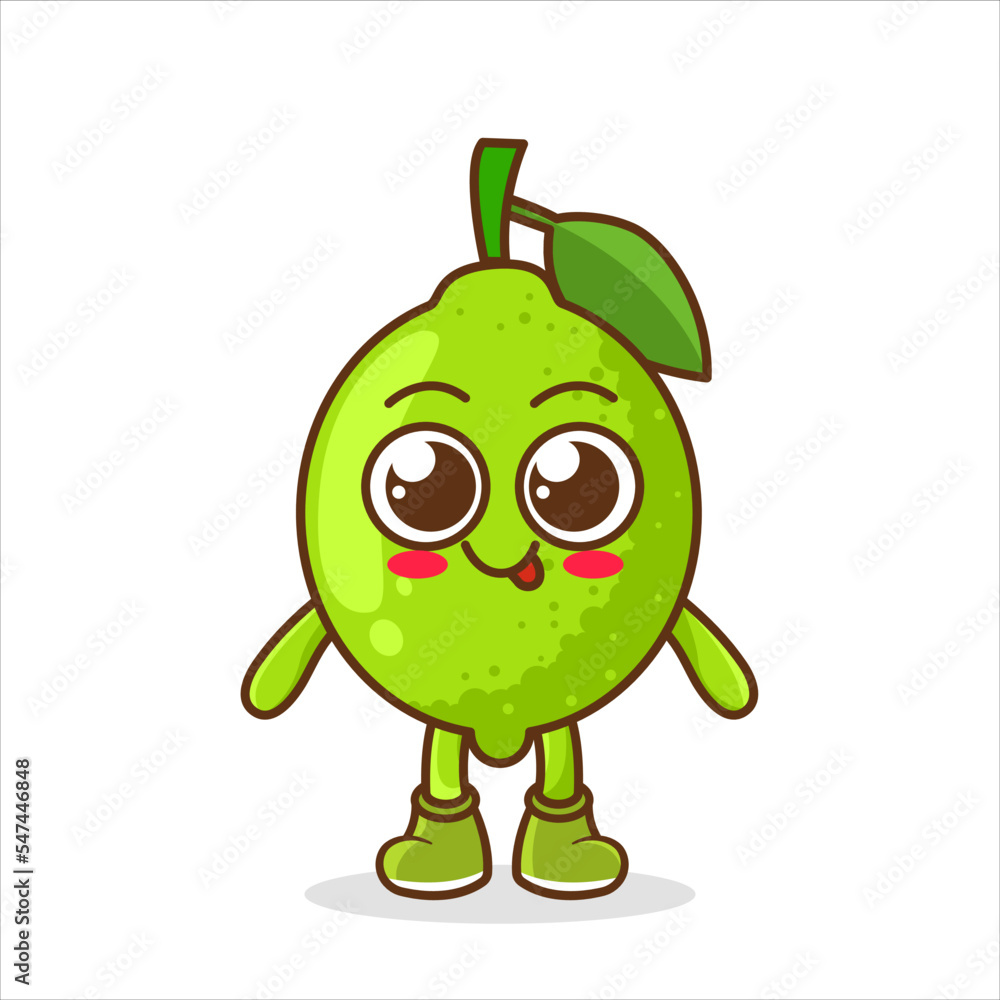 Cute fruit lime cartoon character isolated on white background vector ...