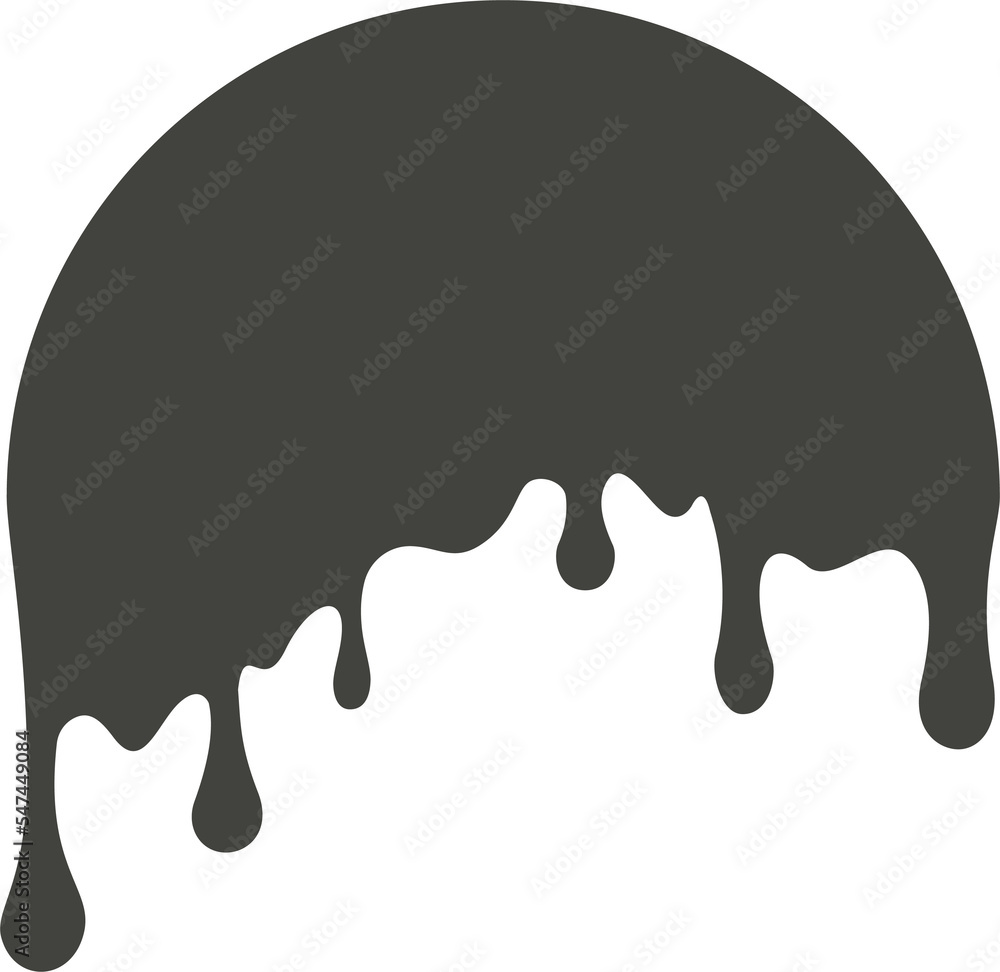 Melted drip in circle shape. Drops of liquid chocolate, cream or paint ...