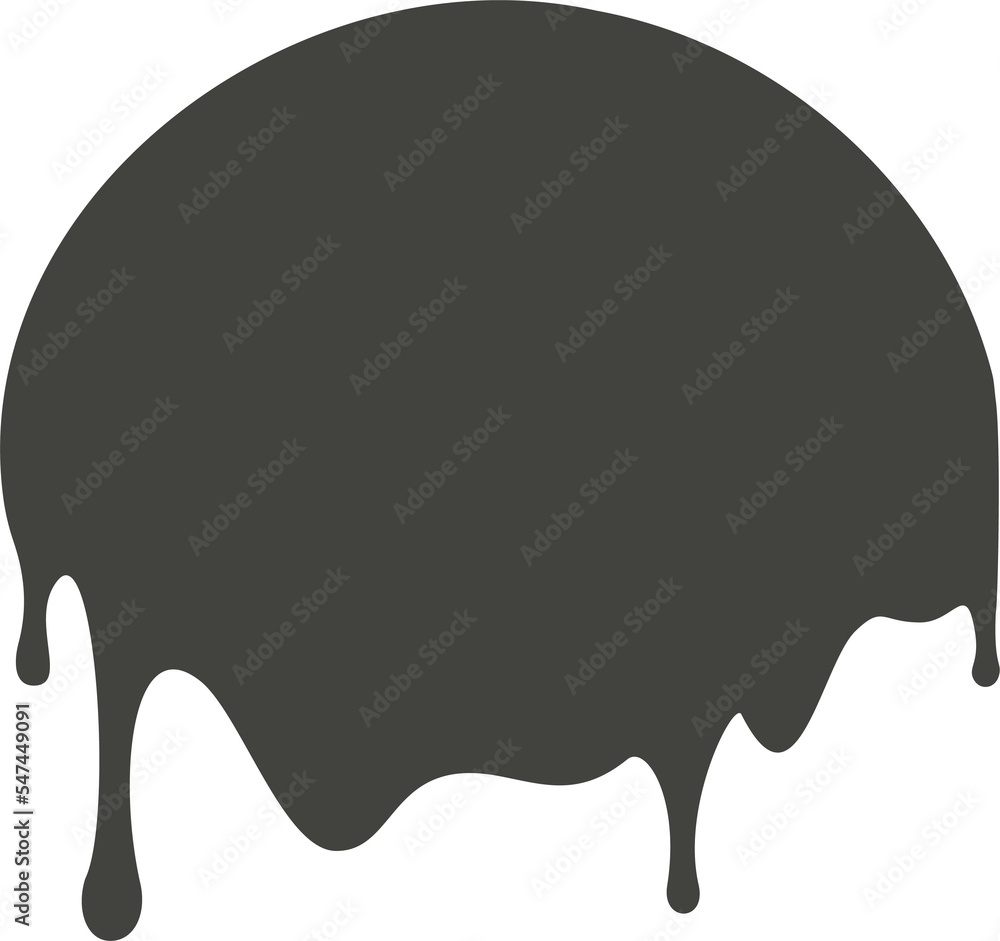 Melted drip in circle shape. Drops of liquid chocolate, cream or paint ...