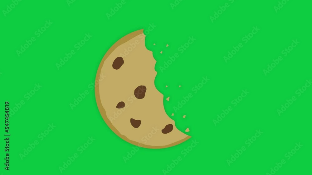 Stylized cookie being eaten, one bite at a time, 4k green screen ...