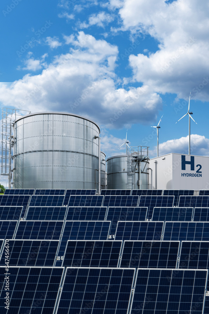 Hydrogen factory concept. Hydrogen production from renewable energy ...