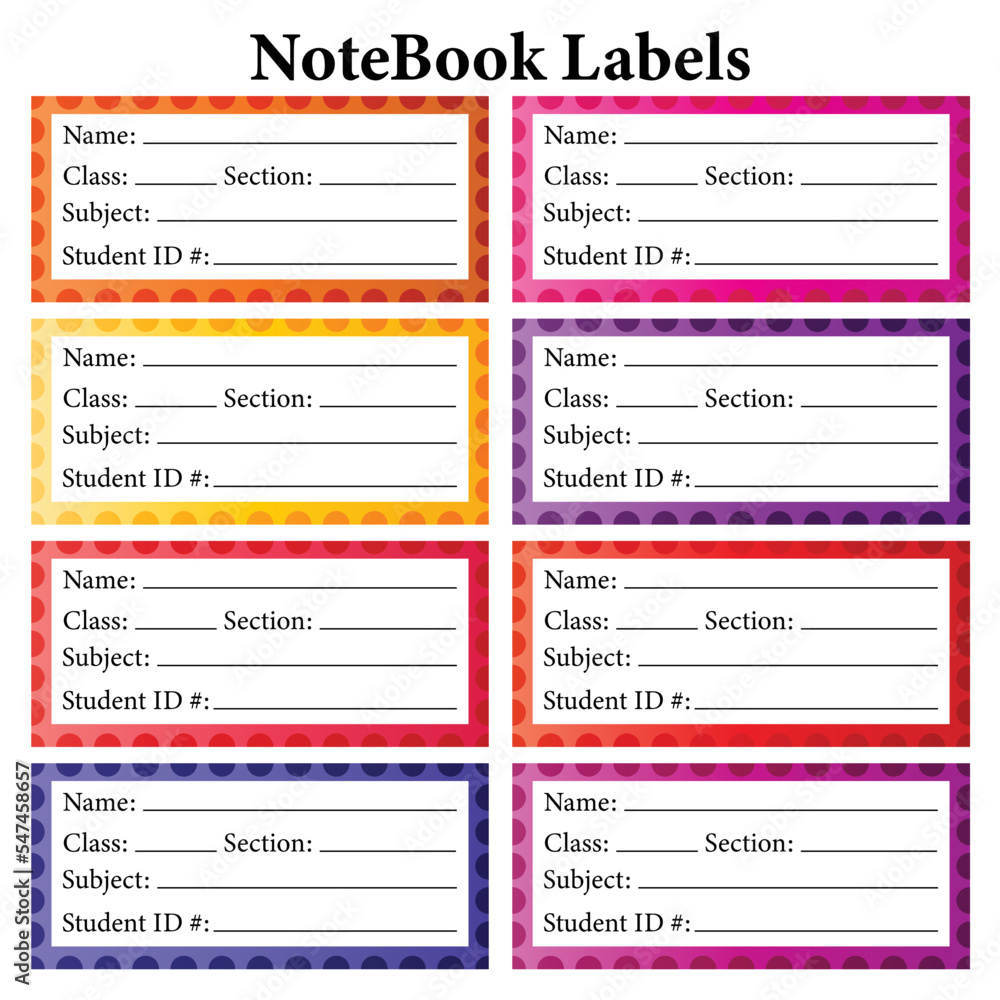 vector Notebook Labels design template Stock Vector | Adobe Stock