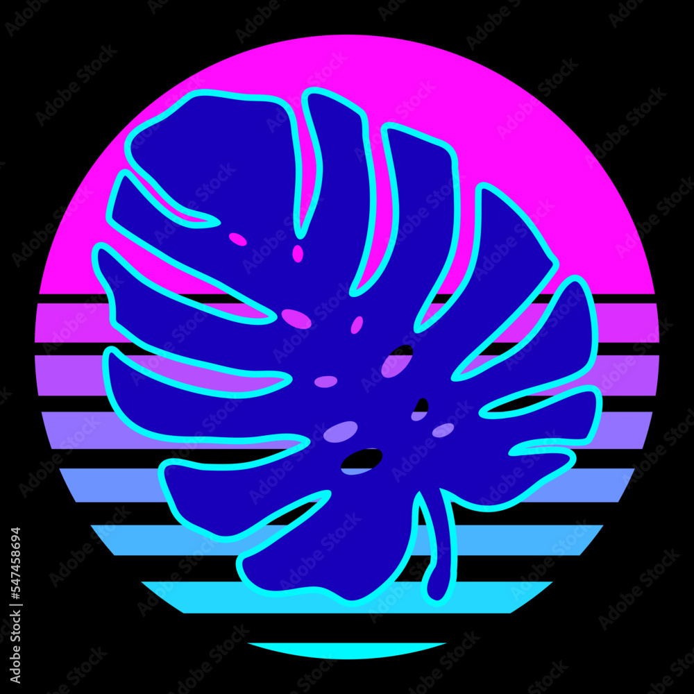 Synthwave, vaporwave, retrowave 80s neon landscape, gradient colored ...