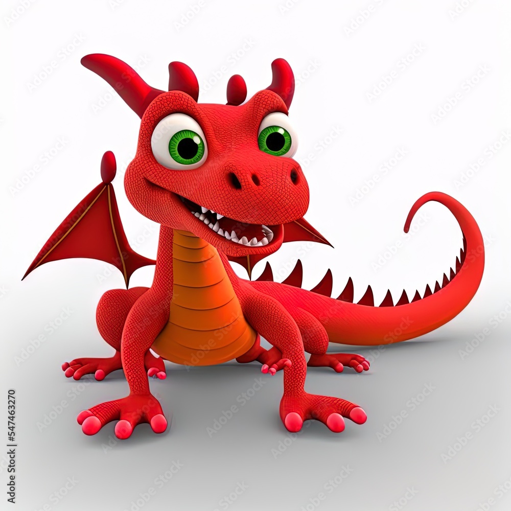 red dragon cartoon in a white background will put some fun at yours ...