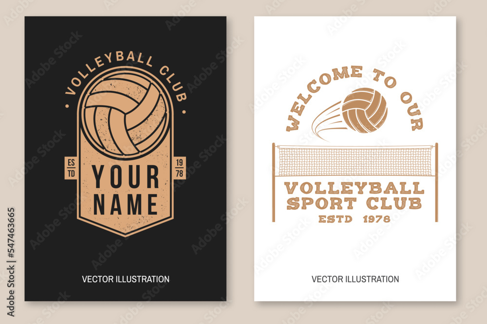 Set of volleyball club flyer, brochure, banner, poster. Vector. For ...
