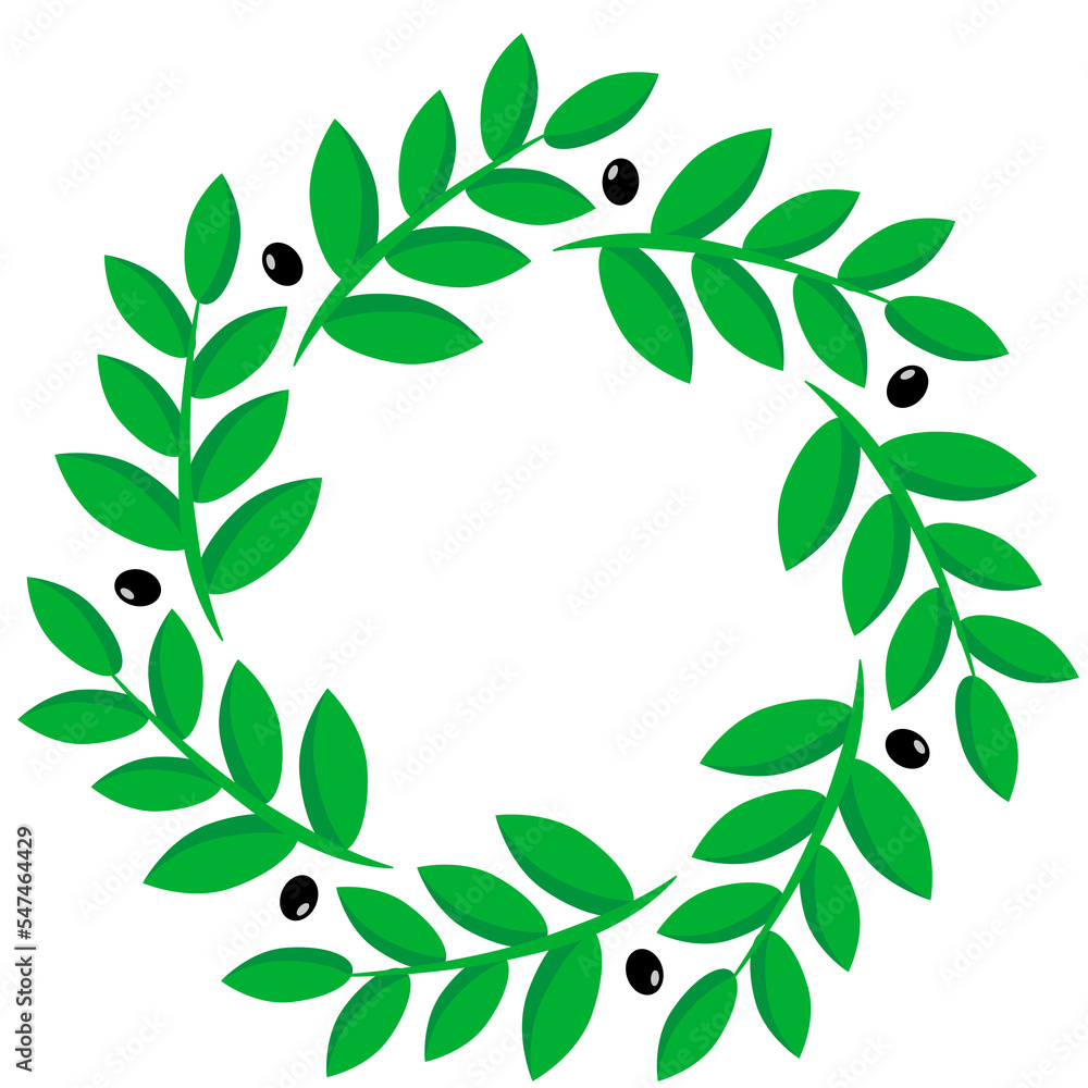 Round green olive branch circle frame Isolated on transparent ...